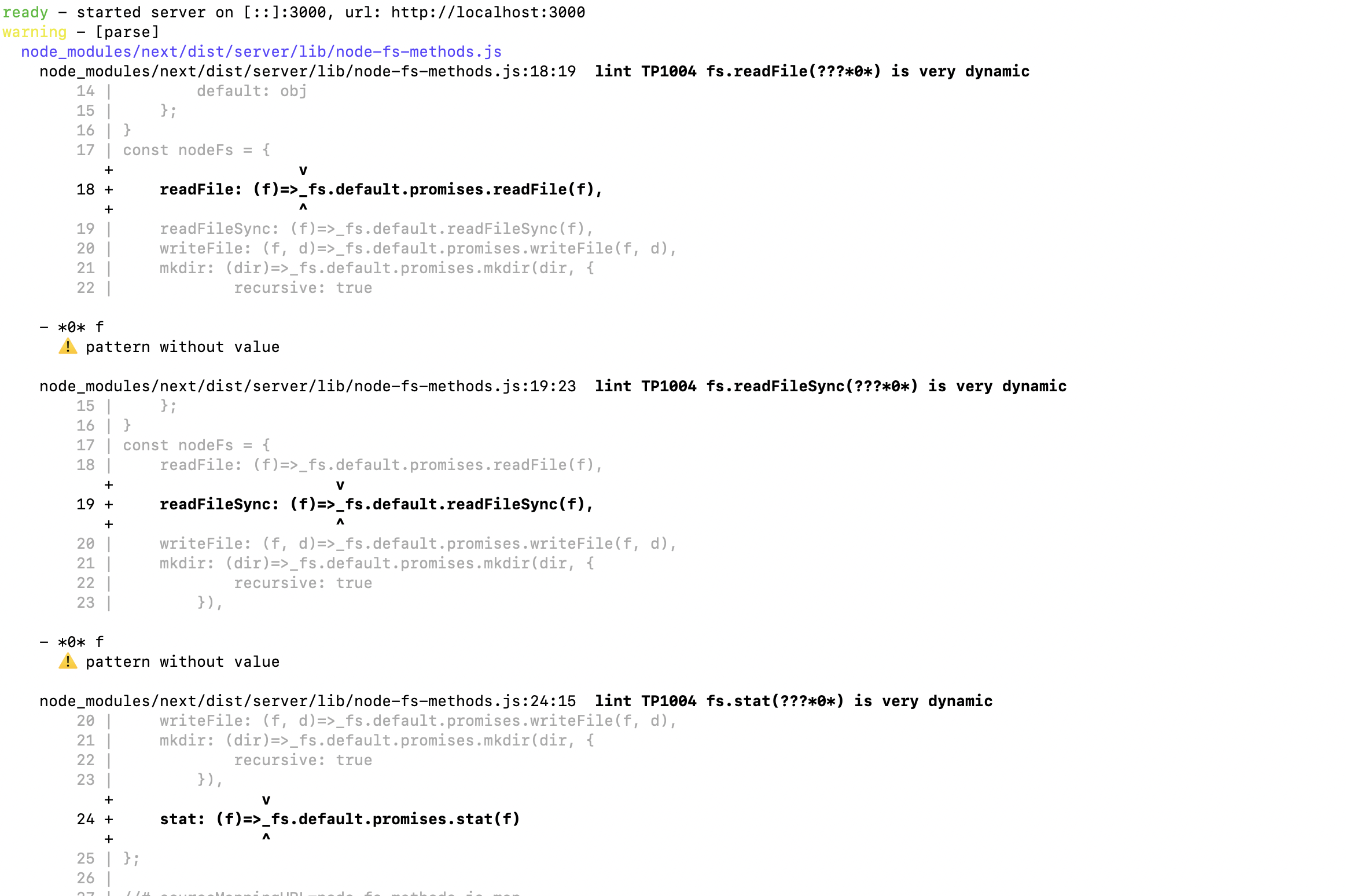 TP1004 fs.existsSync(???*0*) is very dynamic · Issue #55258 · vercel/next.js · GitHub