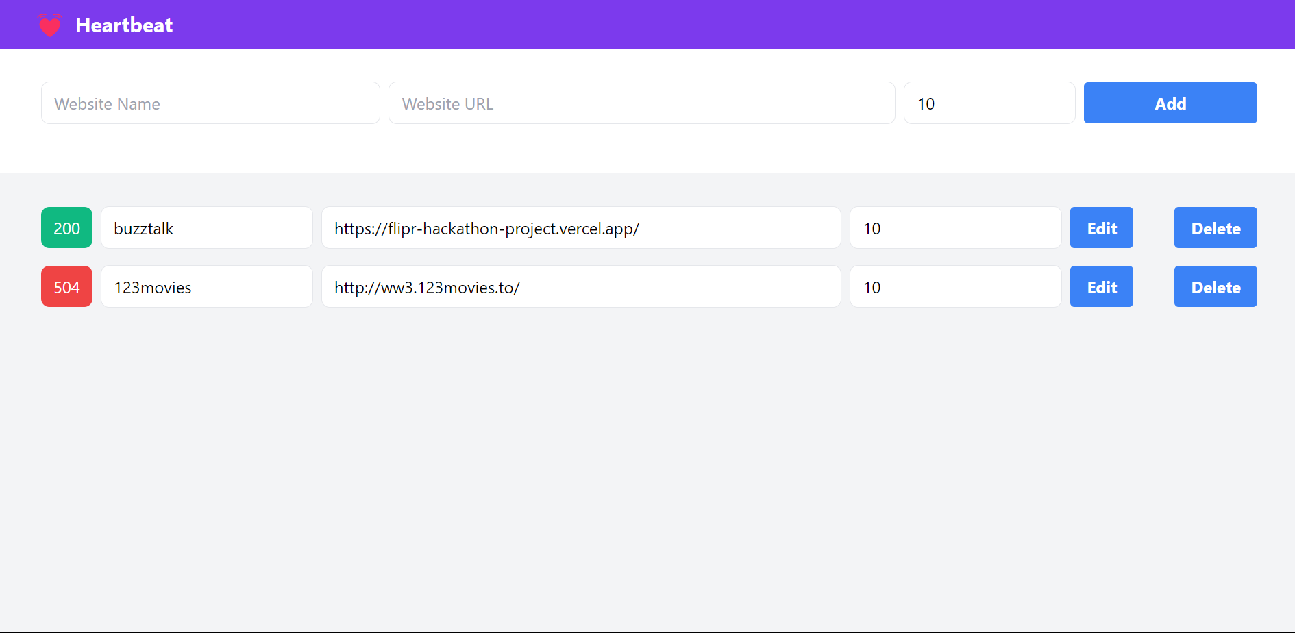 Github Ashish16052heartbeat Heartbeat Is A Website Monitoring Tool