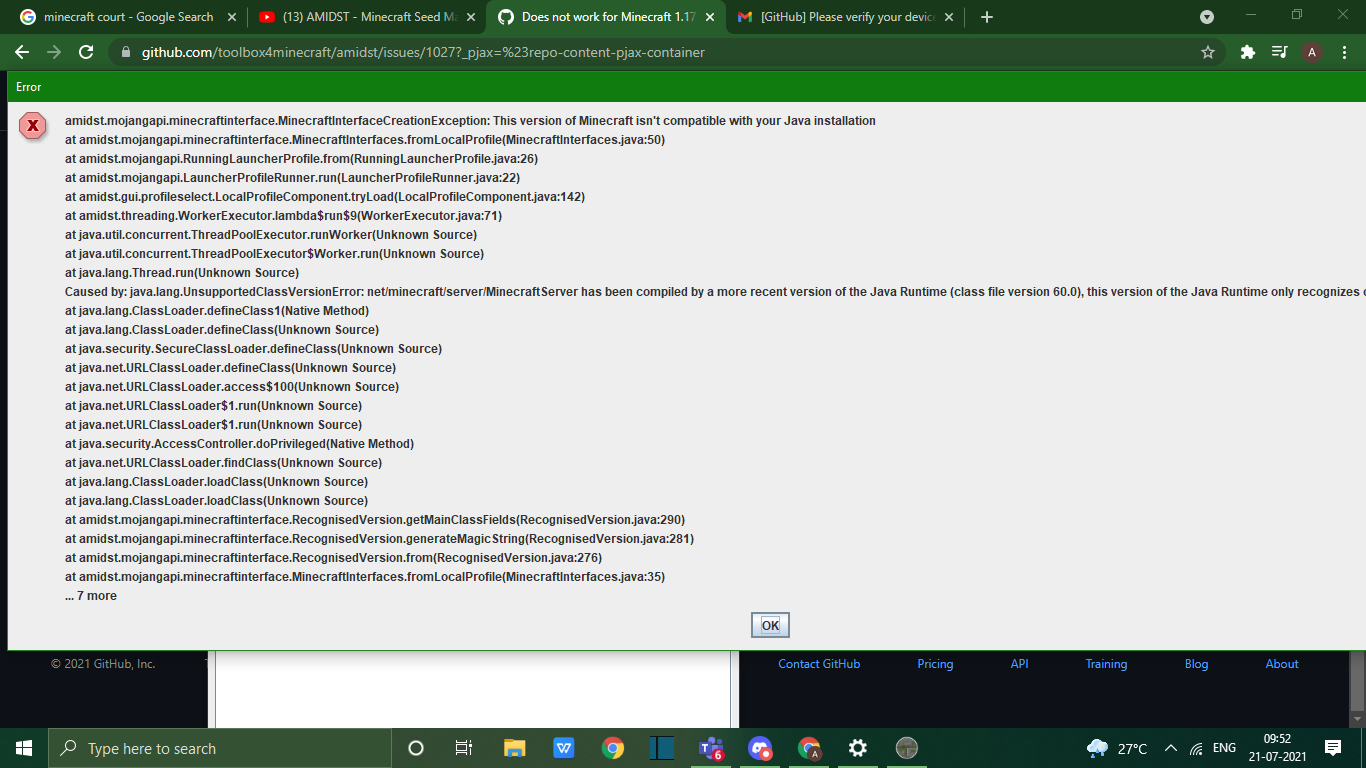 Does not work for Minecraft 1.17.1 · Issue #1027 · toolbox4minecraft ...