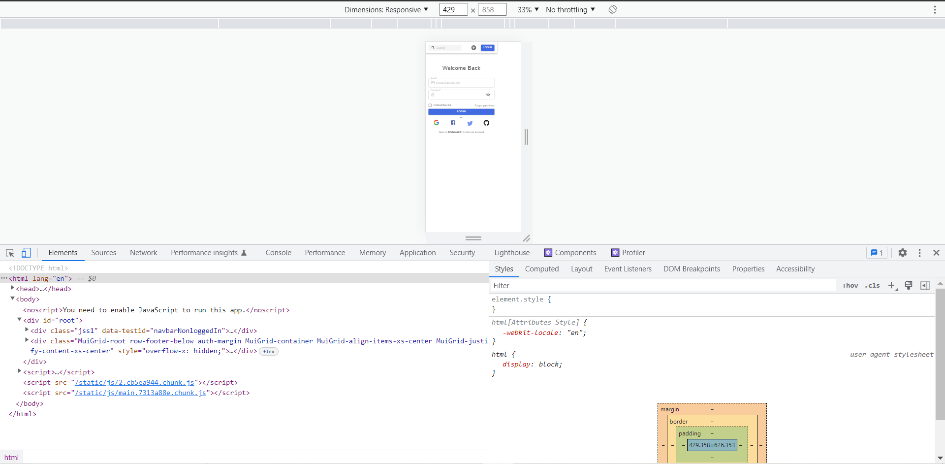 Login page Screen Overflows in smaller width devices · Issue #712 · scorelab/Codelabz · GitHub