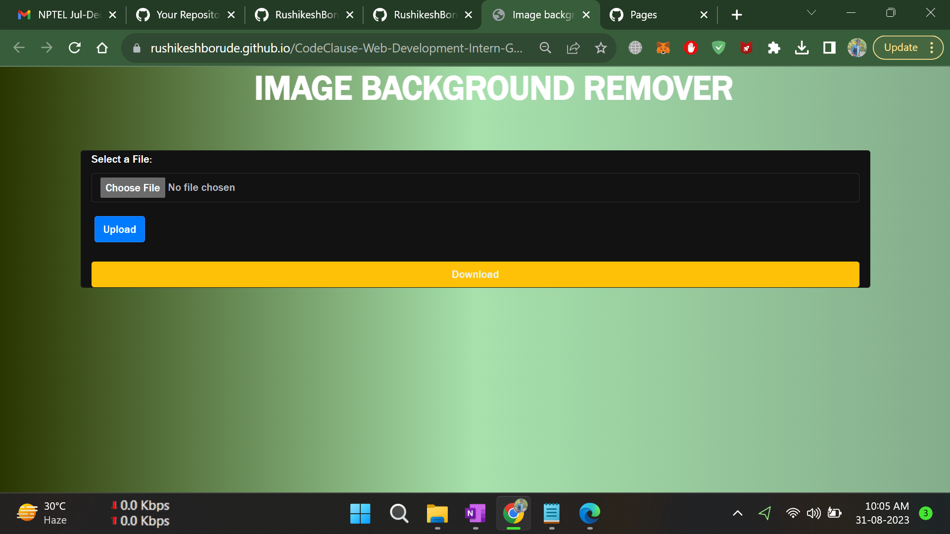 Github Rushikeshborude Codeclause Web Development Intern Golden Projects Task 1 Image