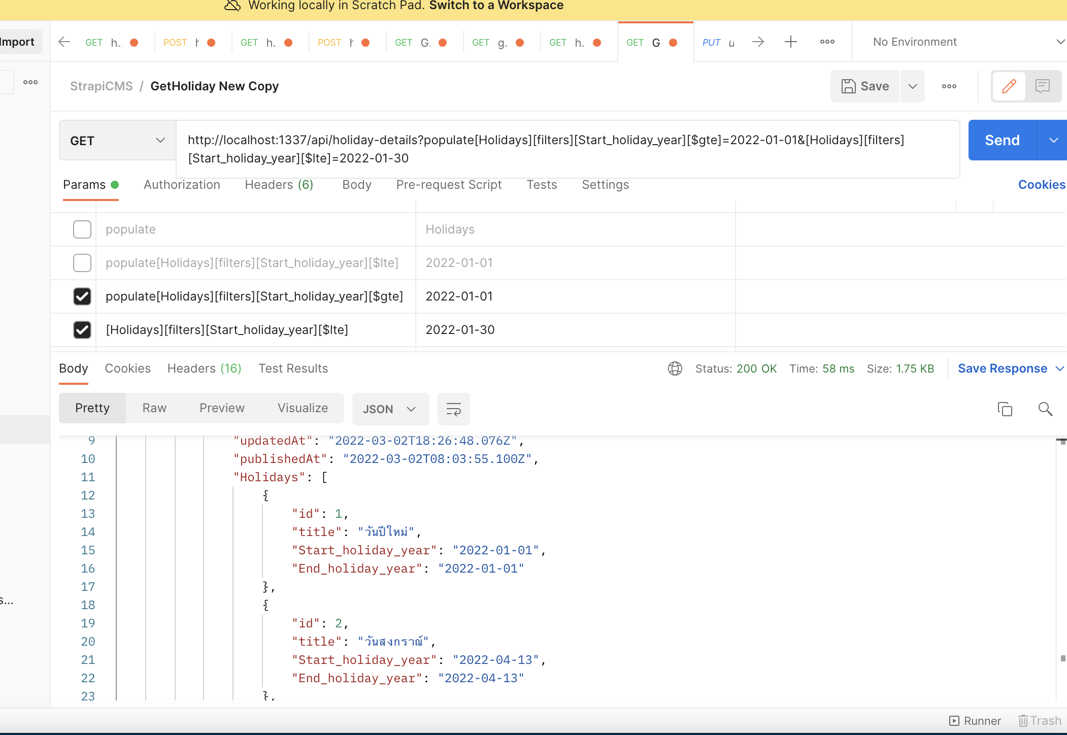 I can't filters in populate information of Holidays month [V4] · Issue #12749 · strapi/strapi ...