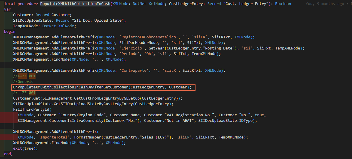 [Event Request] Codeunit 10750 "SII XML Creator" add event in "PopulateXMLWithSalesInvoice" and ...