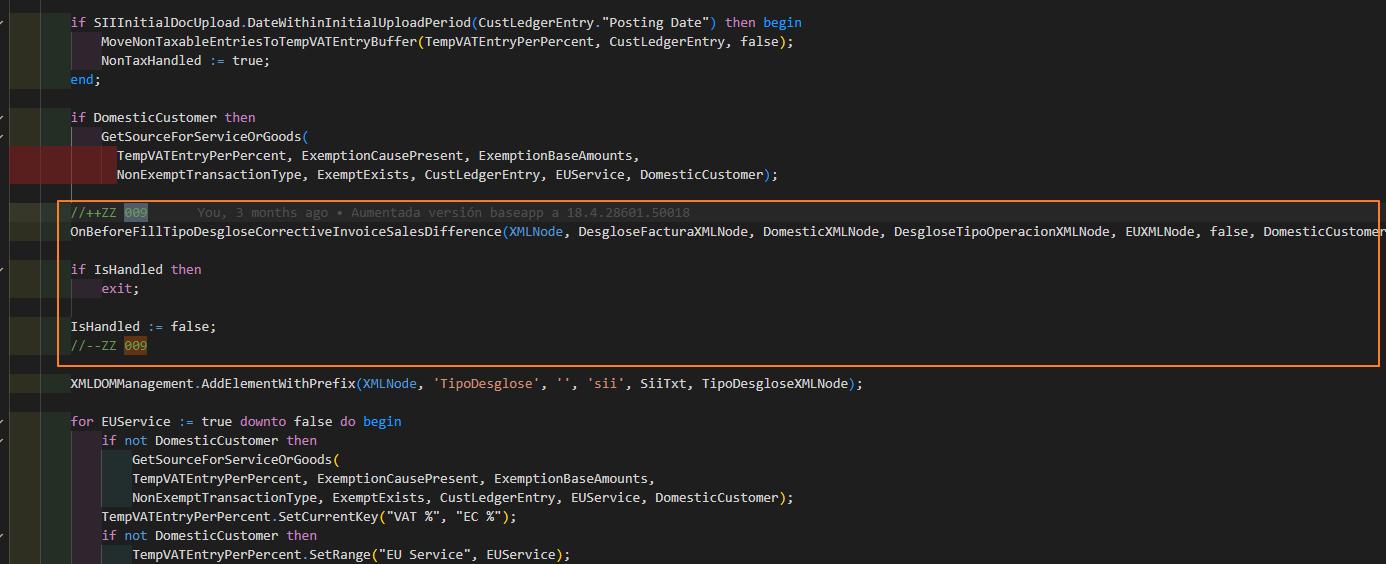 [Event Request] Codeunit 10750 "SII XML Creator" add event in "PopulateXMLWithSalesInvoice ...