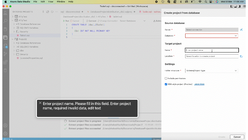 A11ysqldatabase Projects Extensioncreate New Database Projecttype Azure Sql Database 4987