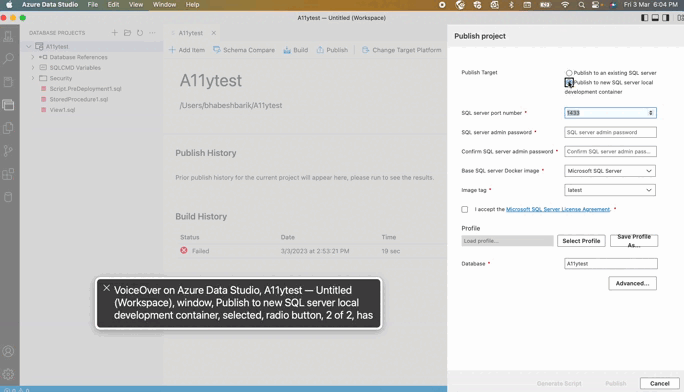 A11ysqldatabase Projects Extensioncreate New Database Projecttype Azure Sql Database 