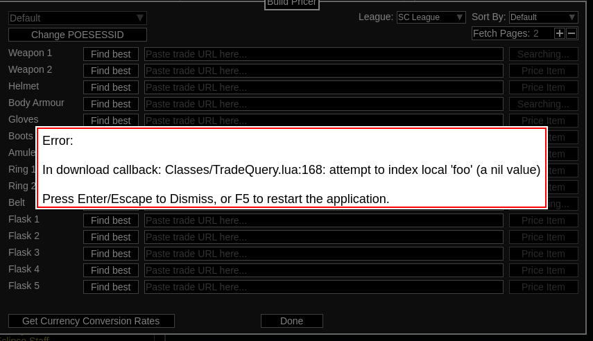 unable to find best item using new feature on Linux. Error: In download callback: Classes ...