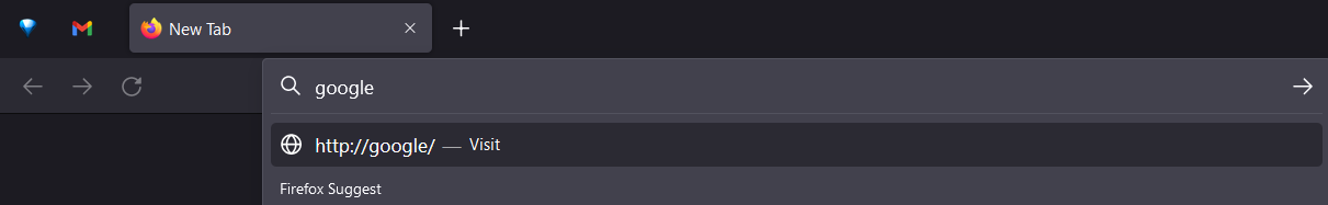 It requires typing the complete URL in search bar rather than simple words for any search ...