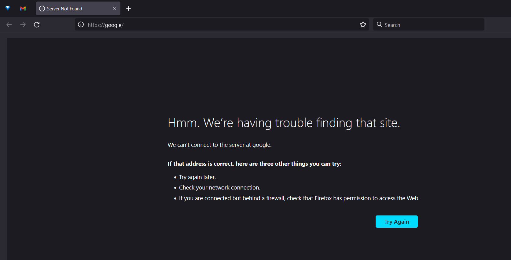 It requires typing the complete URL in search bar rather than simple words for any search ...