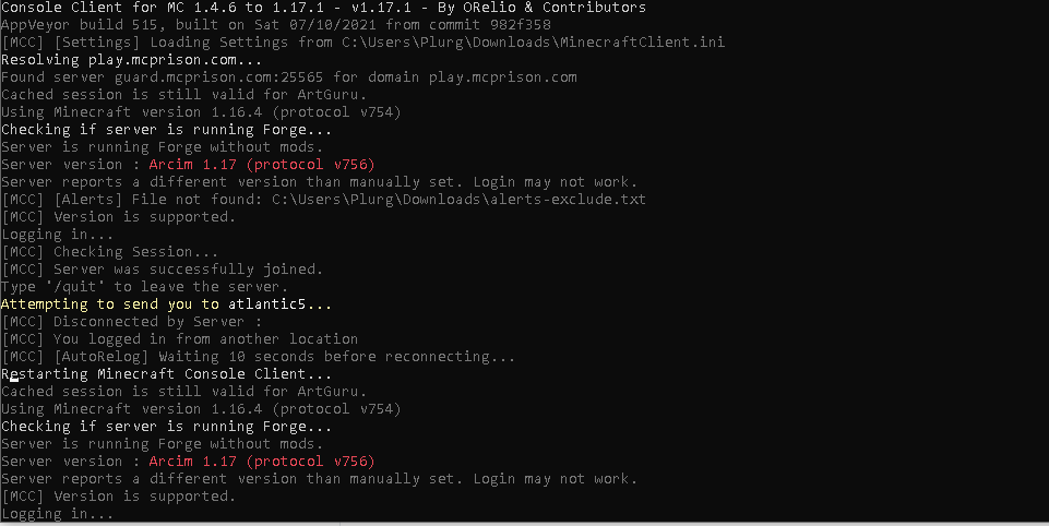 Issue Logging In · Issue 1682 · Mccteamminecraft Console Client · Github 6843