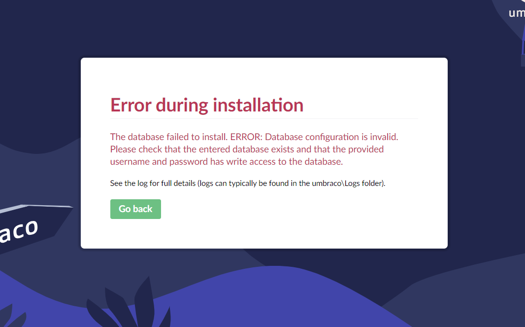 During Umbraco install connection string is set in the base appsettings.json instead of in the ...