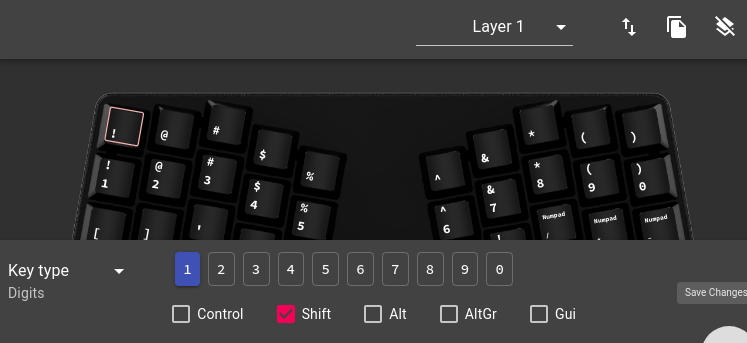 Number keys show their shifted symbols (e.g. `1` and `!`), while symbol keys do not (e.g ...
