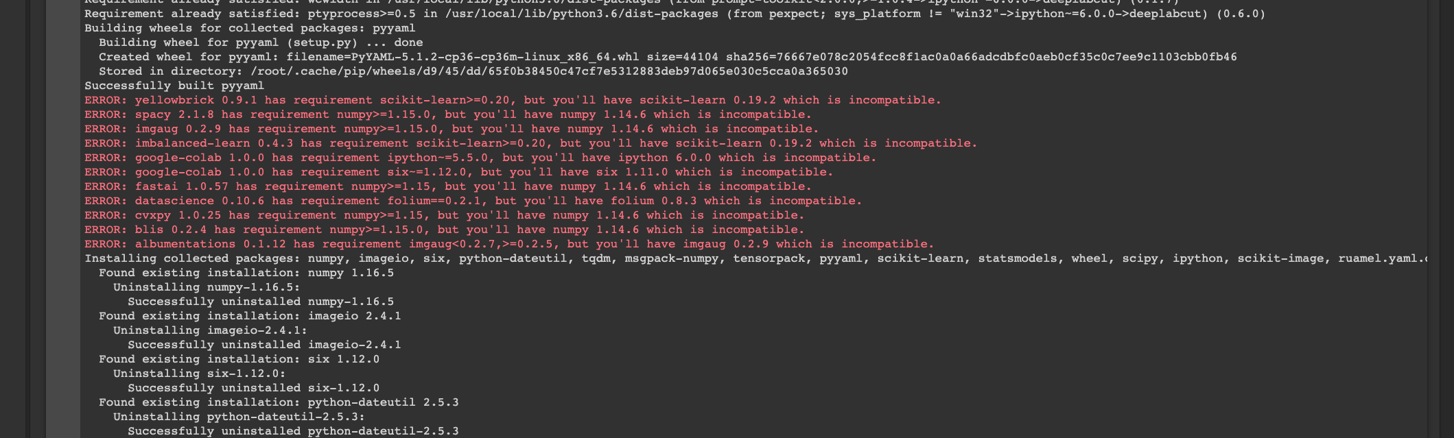 pip install deeplabcut failed on Colab env · Issue #441 · DeepLabCut/DeepLabCut · GitHub