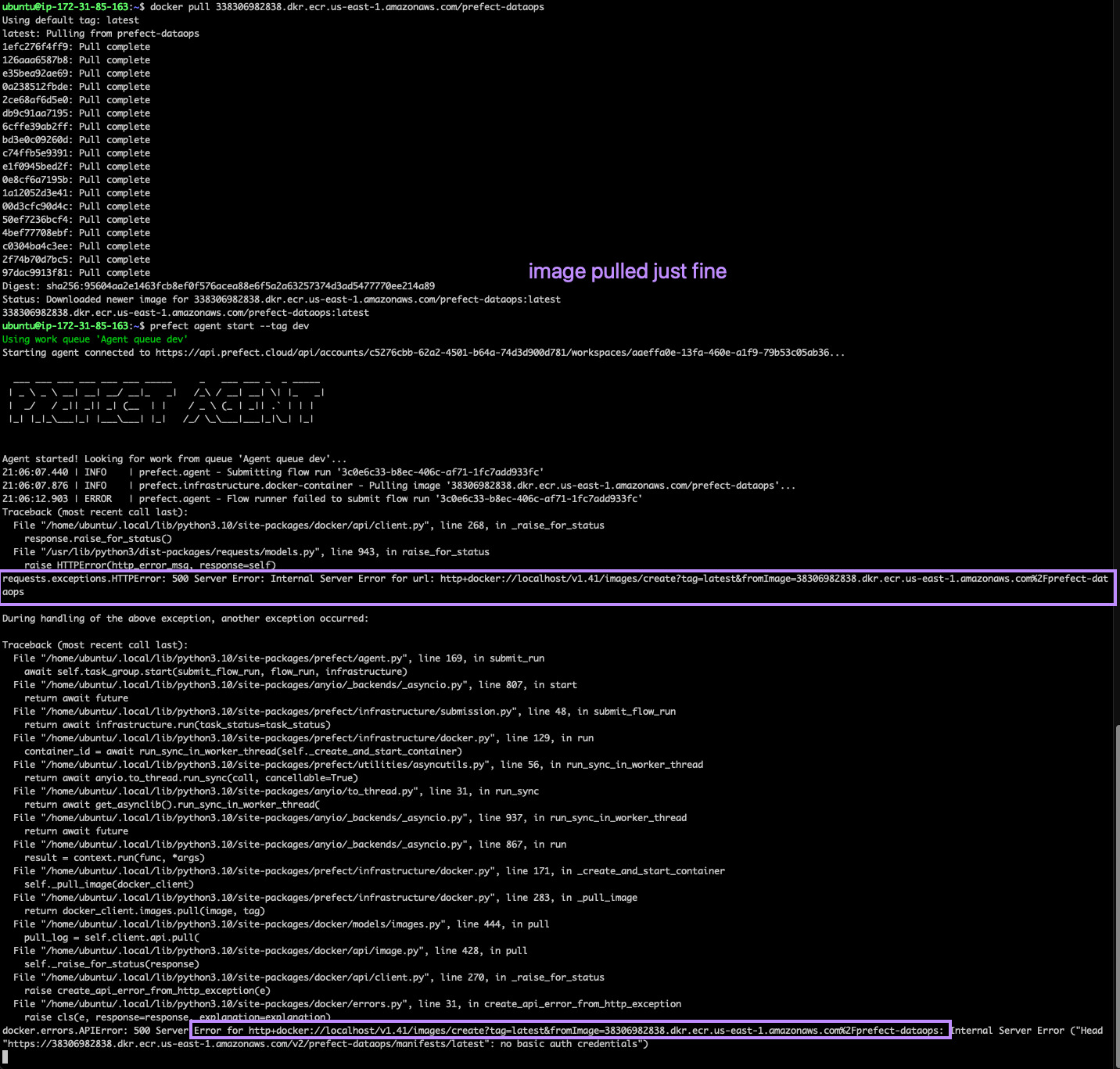 AWS ECR images still don't work with DockerContainer infrastructure blocks · Issue #6230 ...