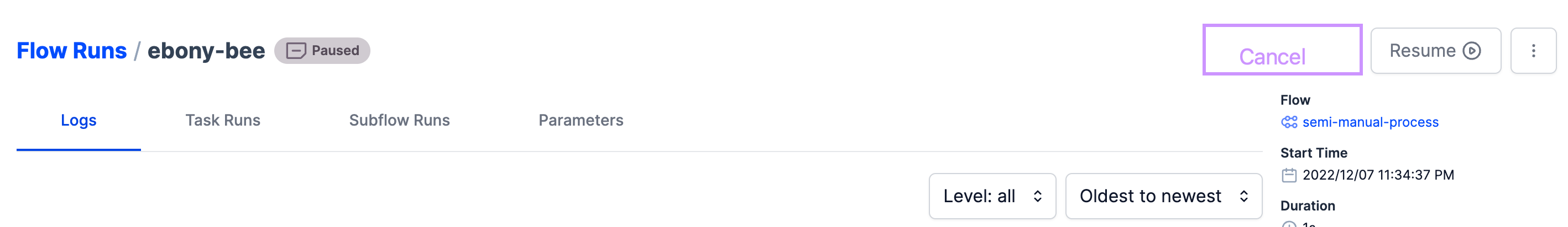 Add an option to cancel a paused flow run instead of resuming it · Issue #7807 · PrefectHQ ...