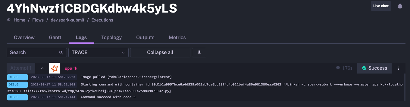Capture Logs Stdout And Stderr From A Spark Job · Issue 30 · Kestra Ioplugin Spark · Github 