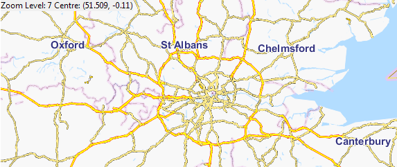 London missing from map at zoom level 7 using either ...