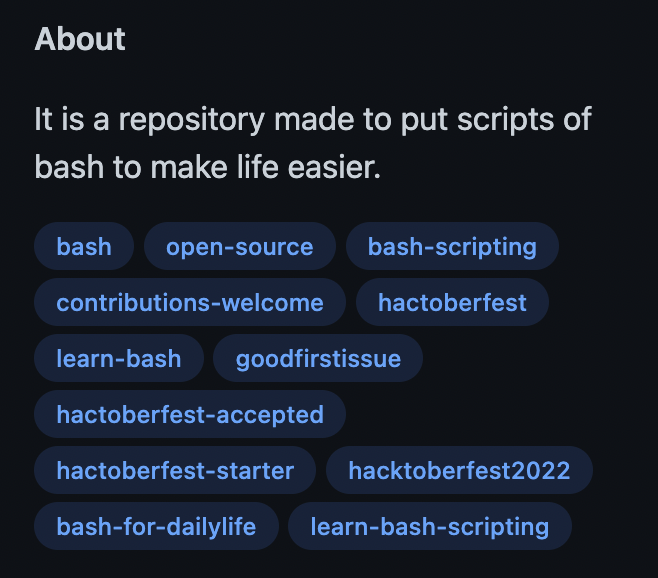 Fix the tags in this repo to be eligible for hacktoberfest · Issue #47 · sudipnext/Bash-scripts ...