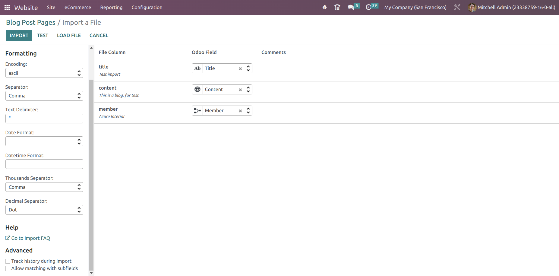 Importing relational data from a csv file does not follow fields domain · Issue #111389 · odoo ...