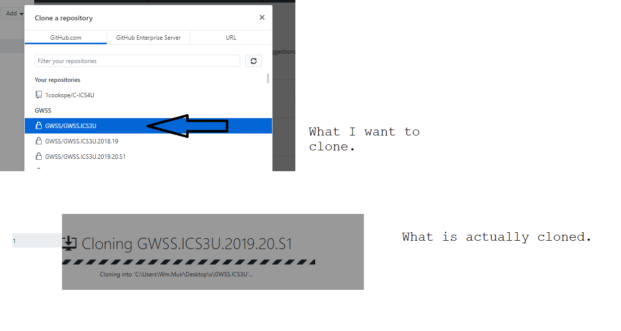 wrong repository being cloned; when a new repo uses an old/previous ...