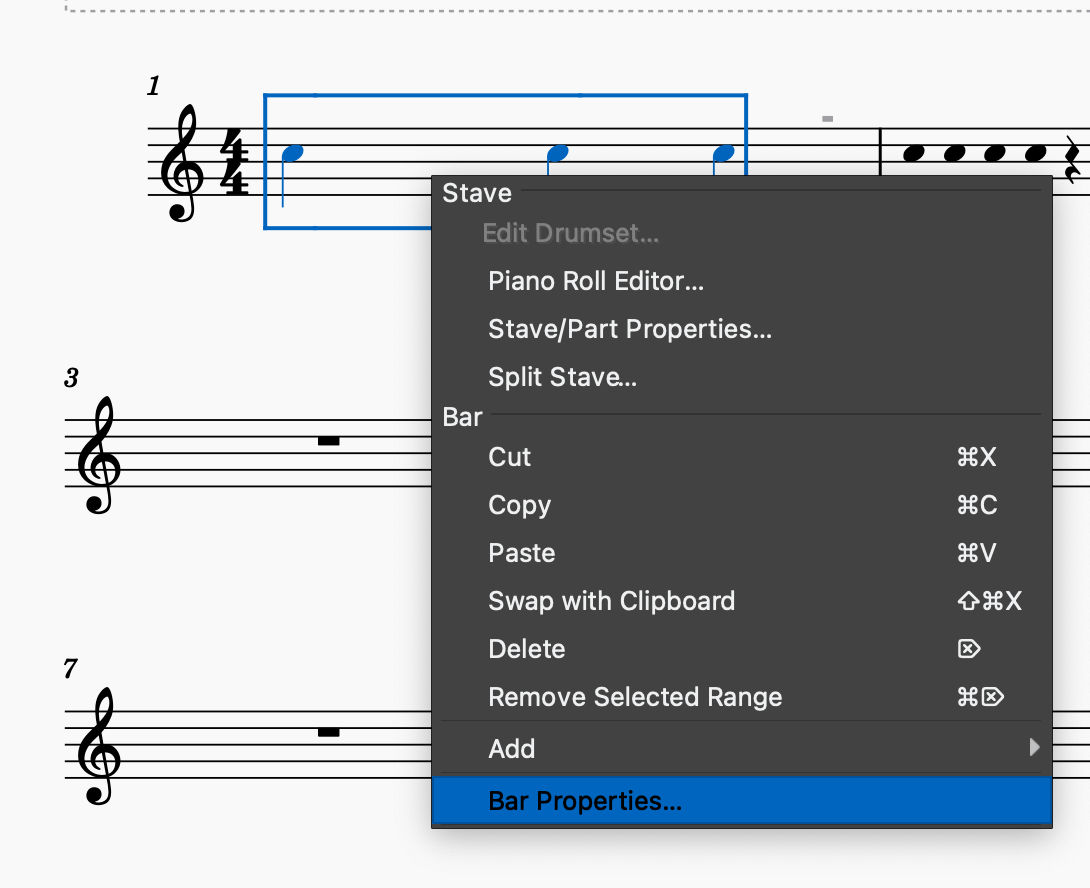 "Bar Properties" dialog needs porting to MS4 · Issue #8680 · musescore/MuseScore · GitHub