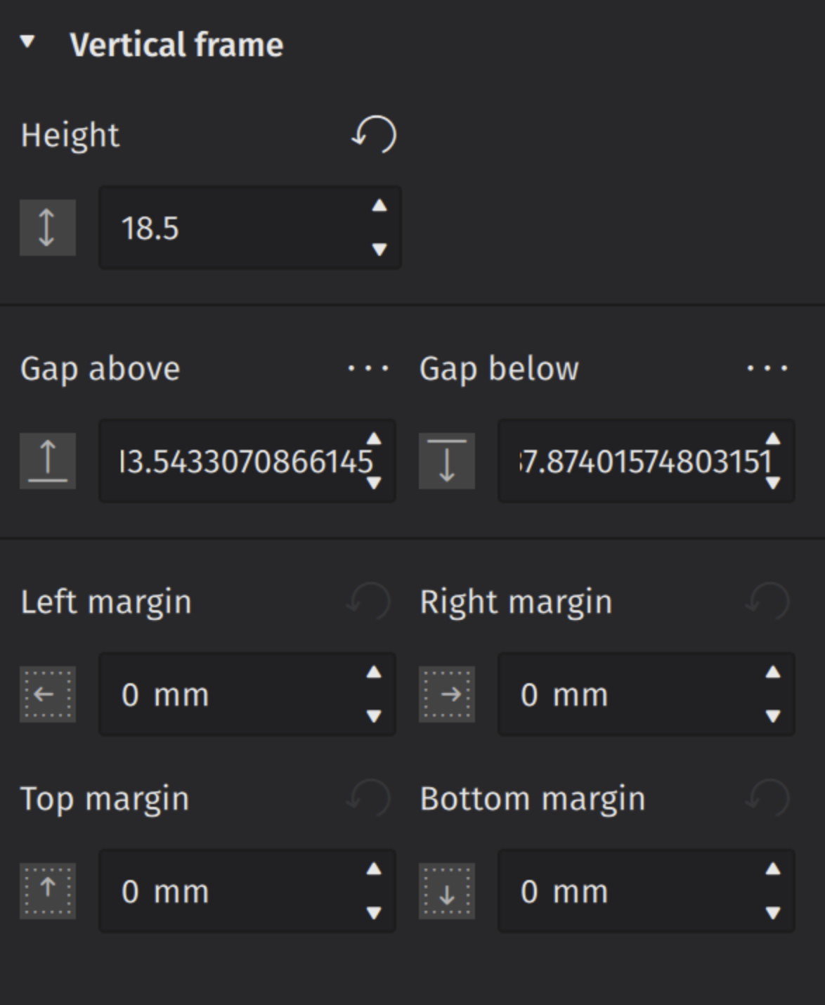 [MU4 Issue] "Gap above/below" vertical frames displays incorrect values · Issue #9840 ...