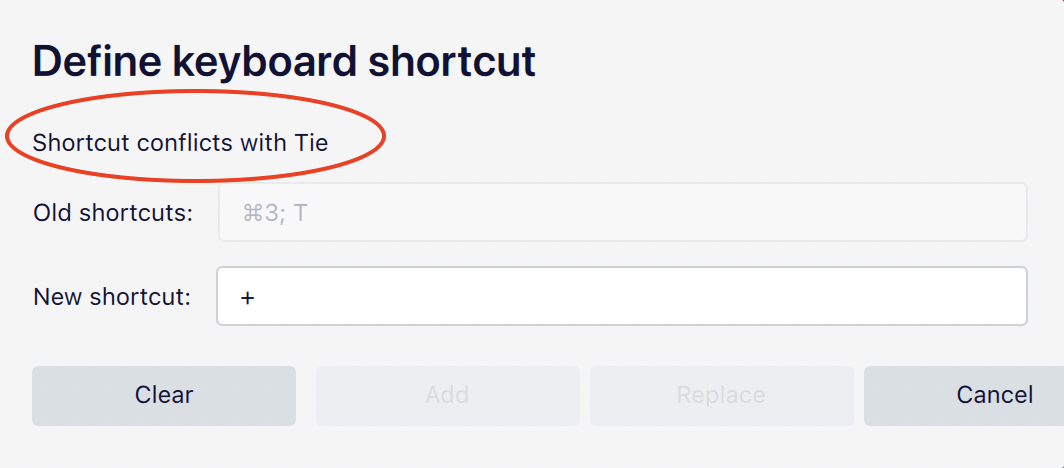 [MU4 Issue] Shortcuts assignment dialog doesn't detect attempt to assign the same key to ...
