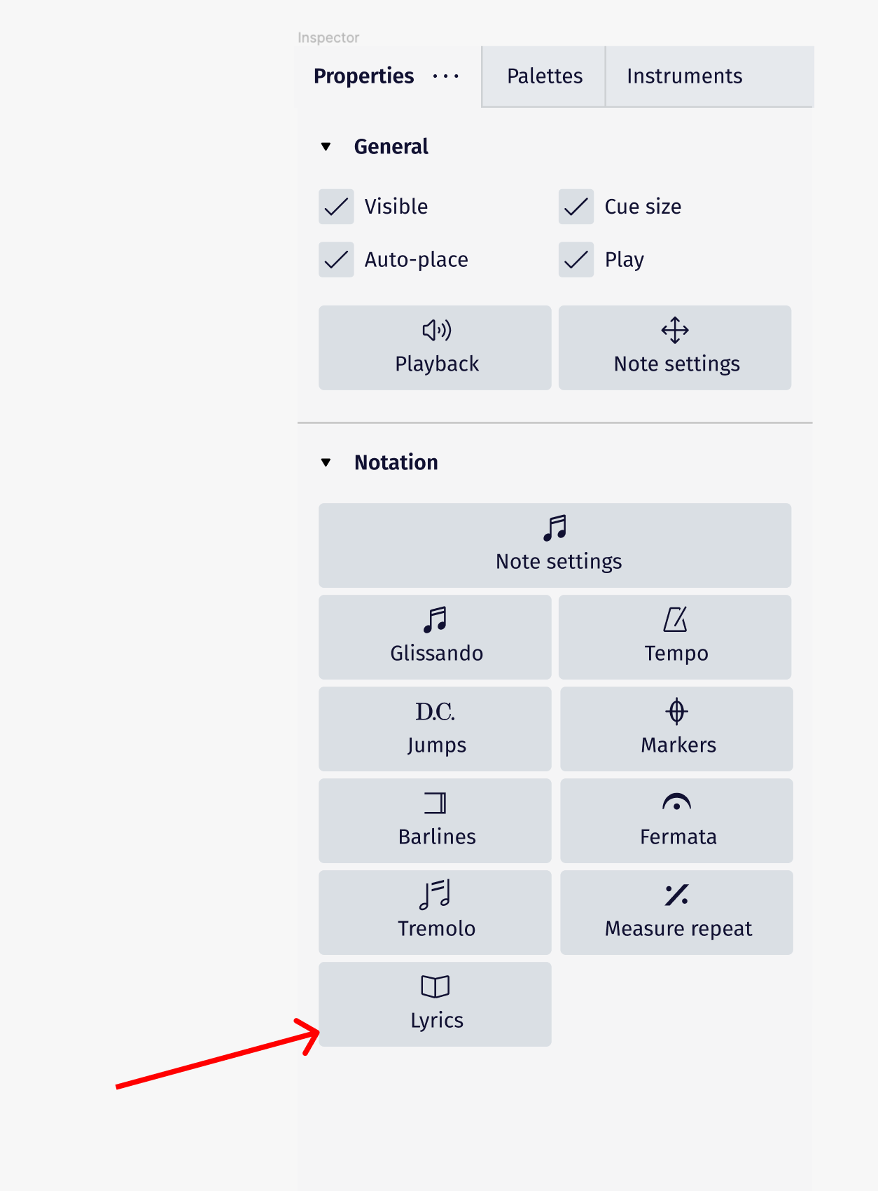 [MU4 Task] Implement "Lyrics" panel in Properties with missing MS3.6 functionality and new ...