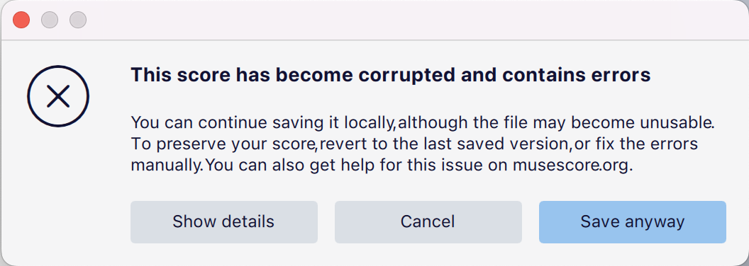 [MU4 Task] Tidy-up two aspects of new "corrupted score" messaging flows for unsaved scores ...