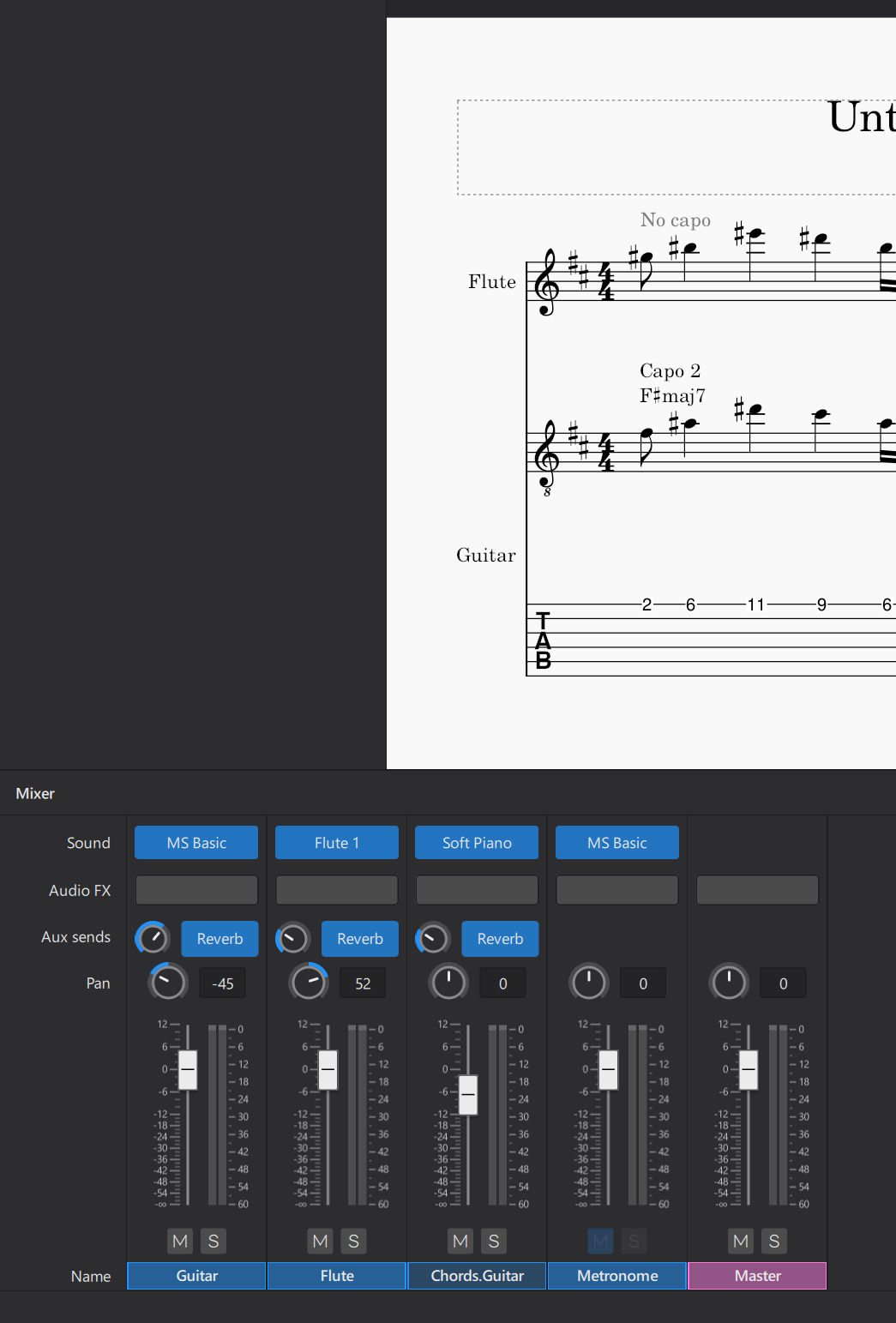 Chord symbols channel strip in mixer should appear next to corresponding stave's channel strip ...