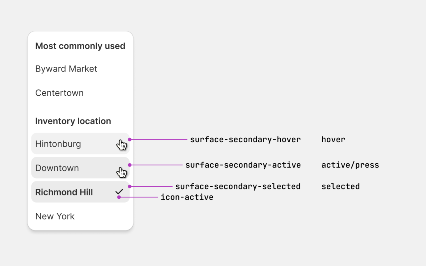 `actionlist` `optionlist` `listbox` Color Updates · Issue 10371 · Shopifypolaris · Github 