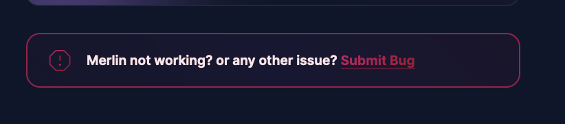 Clicking "Submit Bug" on the Merlin website requires an account with ...