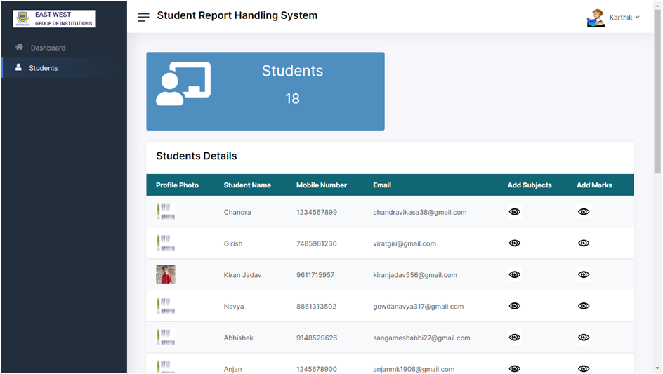 GitHub - Karthikg1908/Student_Report_Handling_System: The Student ...