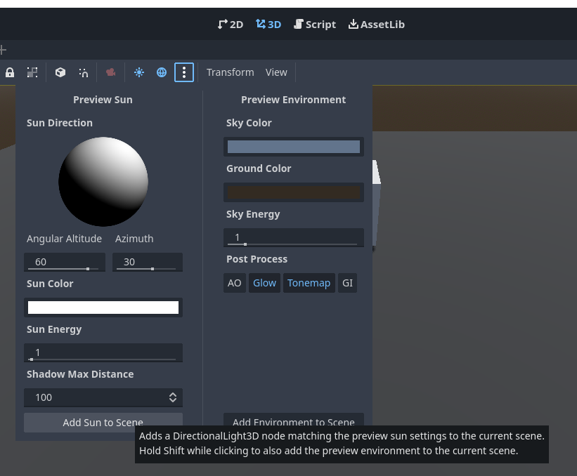 Tooltip Blocks Mouse Click On A Button In Edit Sun And Environment