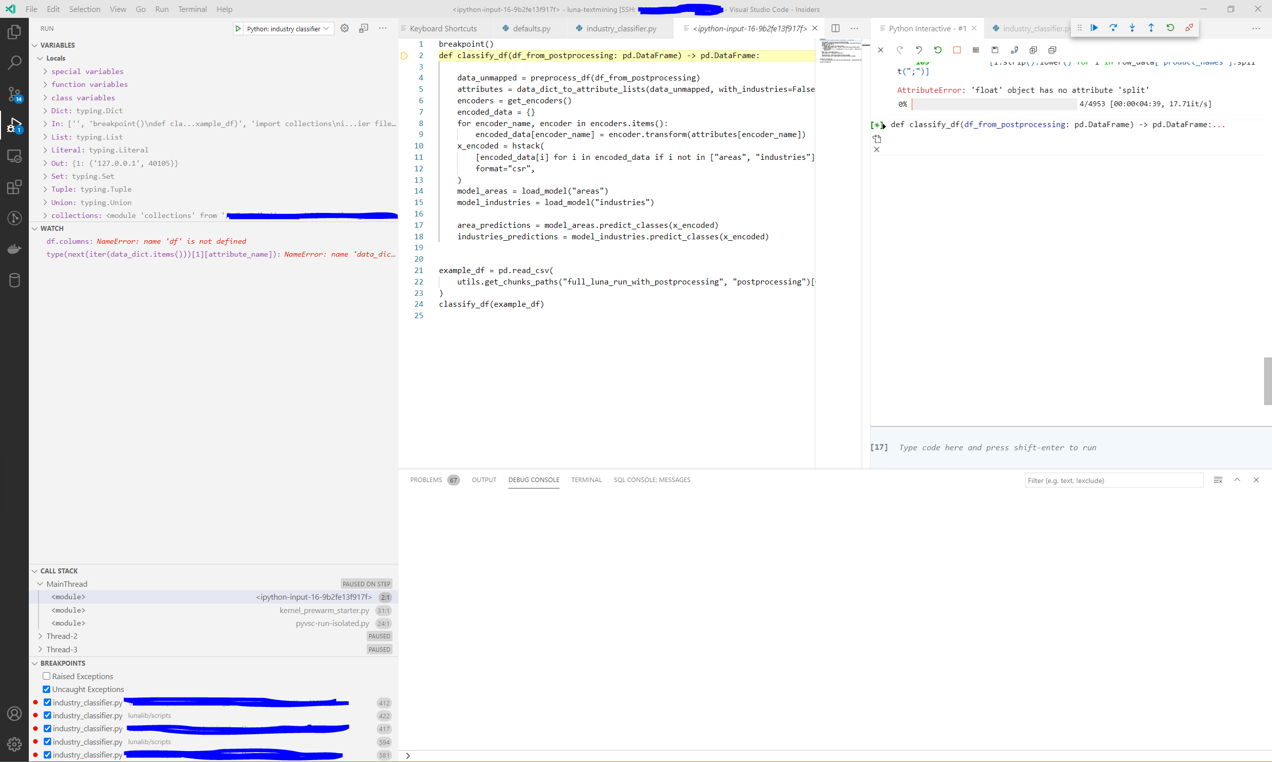 "Debug Cell" has unpredictable behavior · Issue #1696 · microsoft/vscode-jupyter · GitHub