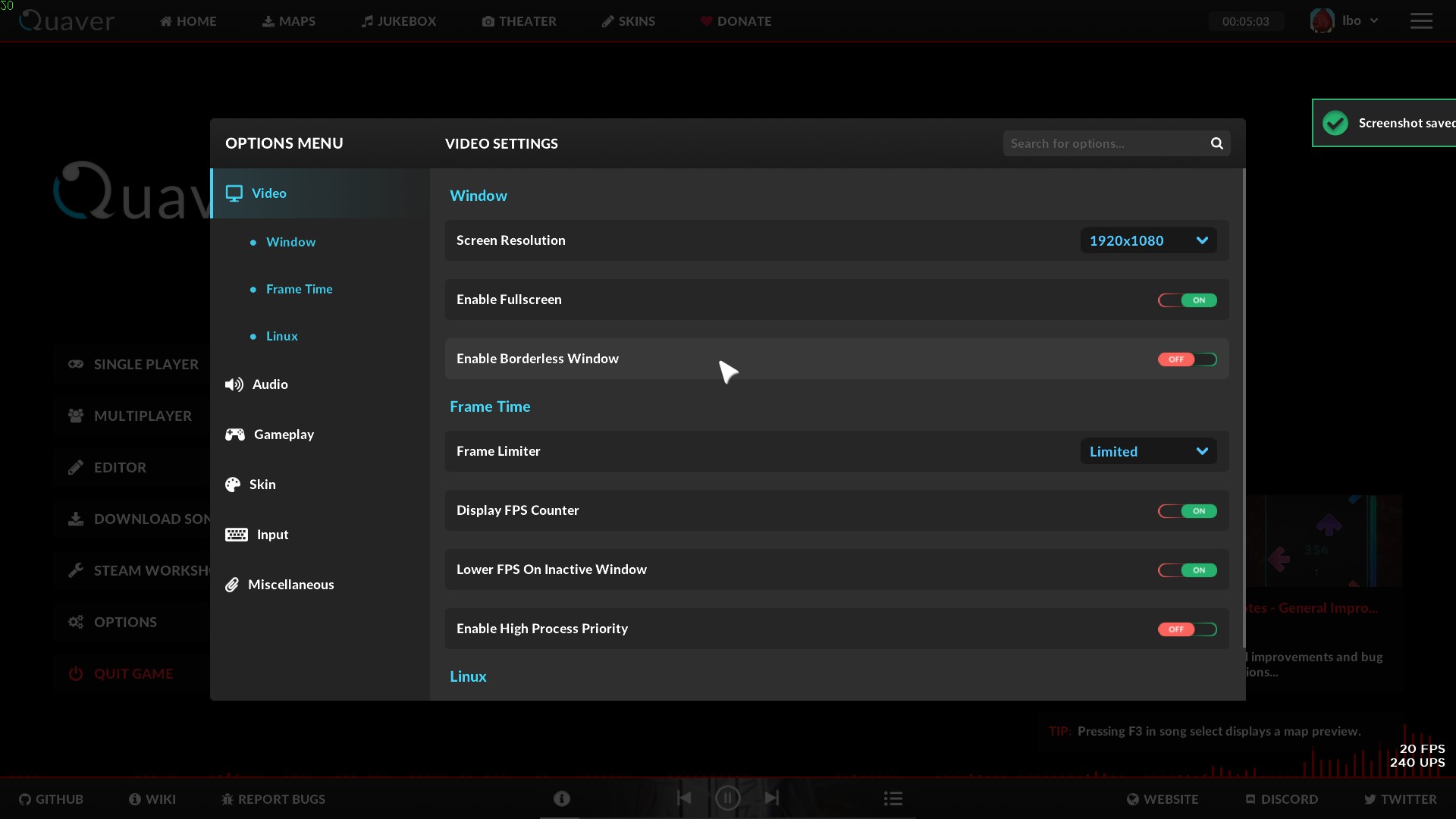 Game is capped at 20fps and its impossible to play · Issue #3074 · Quaver/Quaver · GitHub