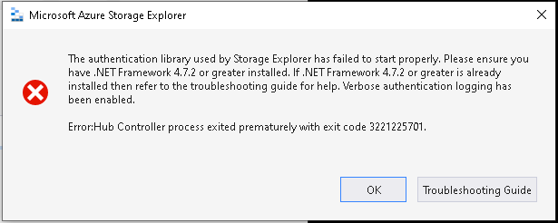 Error: Hub Controller process exited prematurely with exit code 3221225701 · Issue #4607 ...
