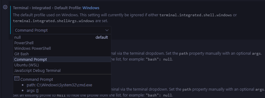 Command Prompt reported as not accepted value for terminal.integrated.defaultProfile.windows in ...