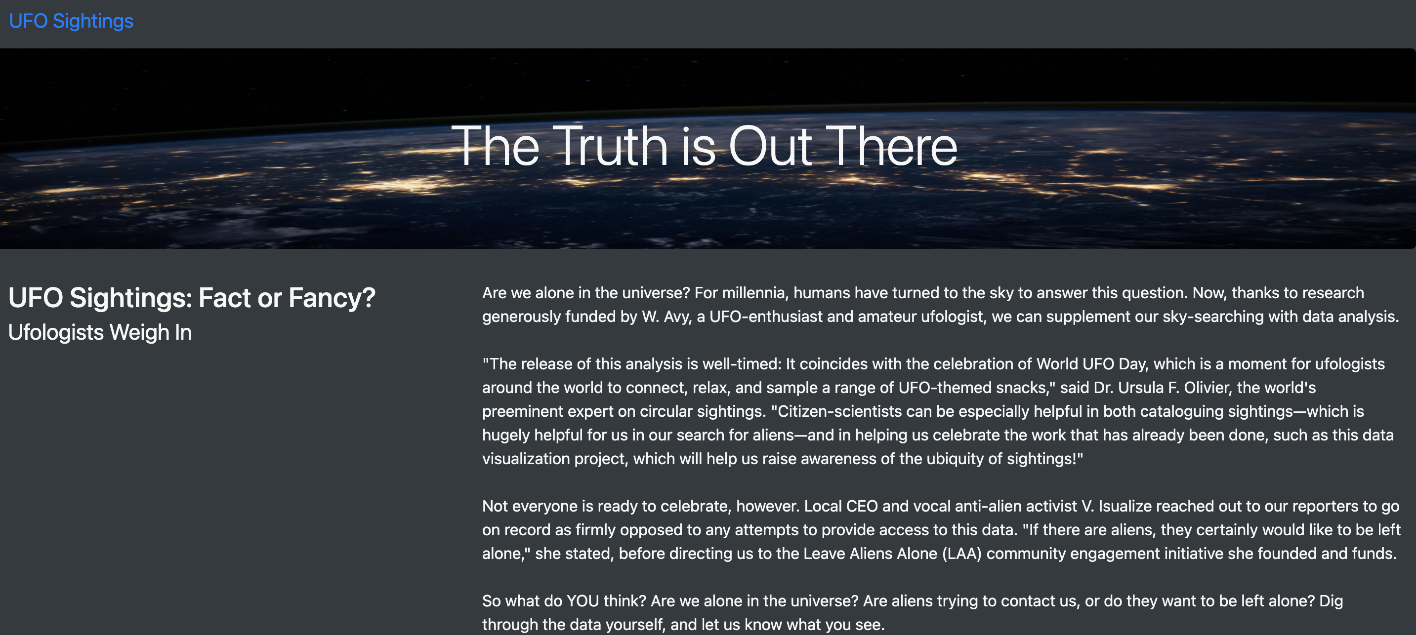 GitHub - sowmyavemulapalli/UFO-s: Module_11 challenge using JavaScript