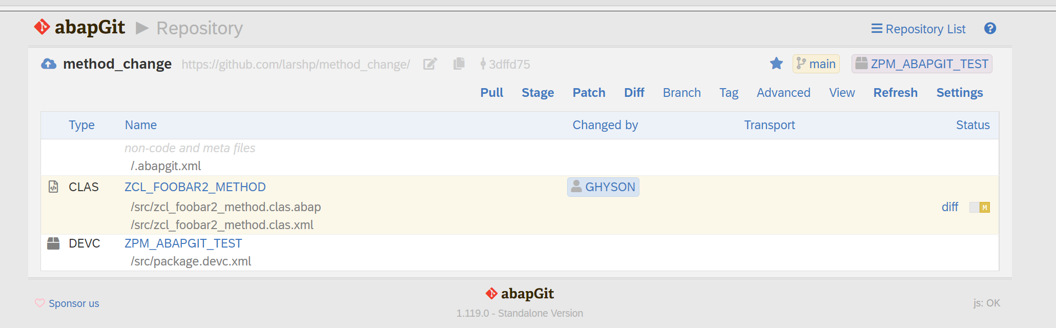 Changes to Method's in Classes not being assigned to the Selected Transport in 1.118.0 or 1.119 ...