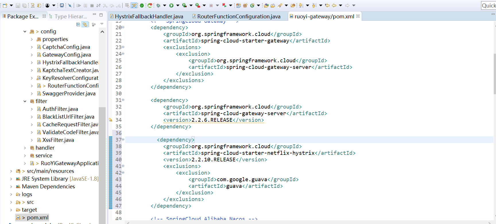 微服务-服务网关-配置熔断降级，项目启动报错 · Issue #115 · yangzongzhuan/RuoYi · GitHub