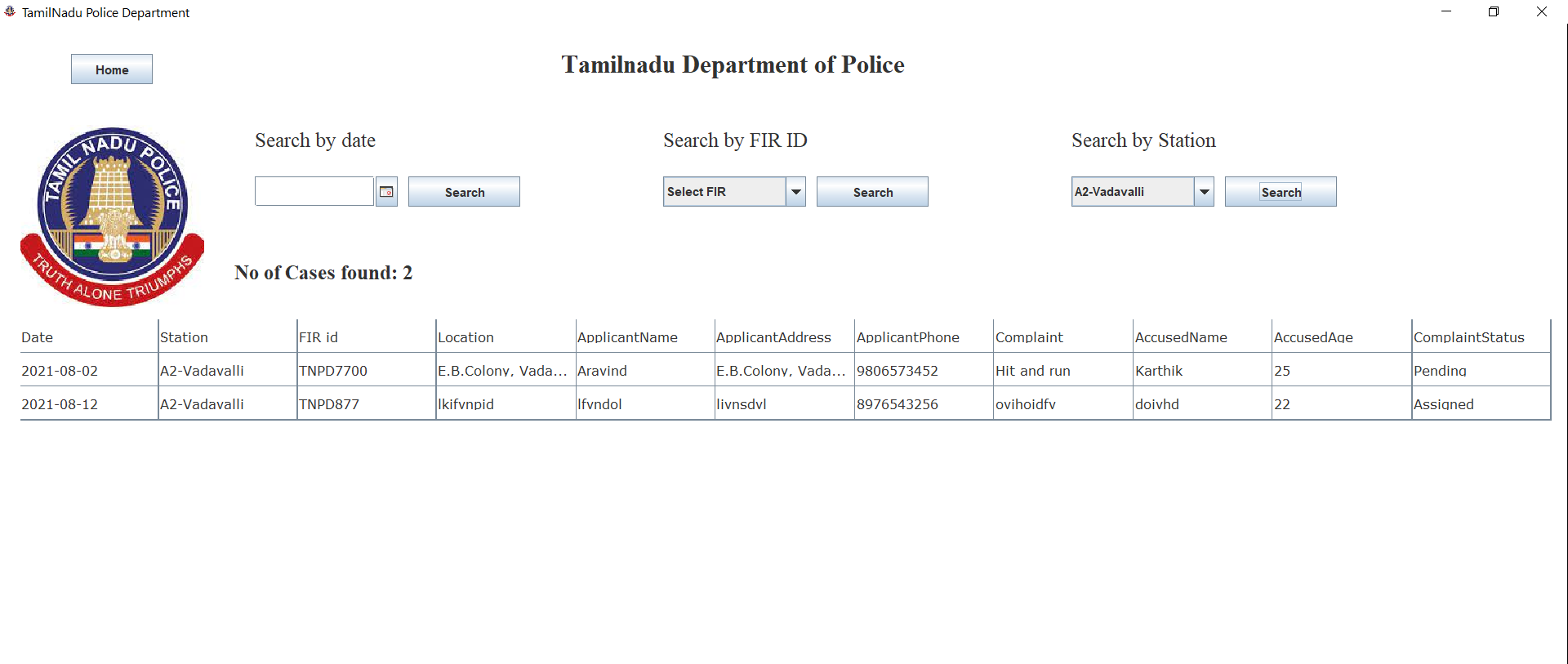 GitHub - KishoreMl/Crime-Records-Management-System: Police Crime ...