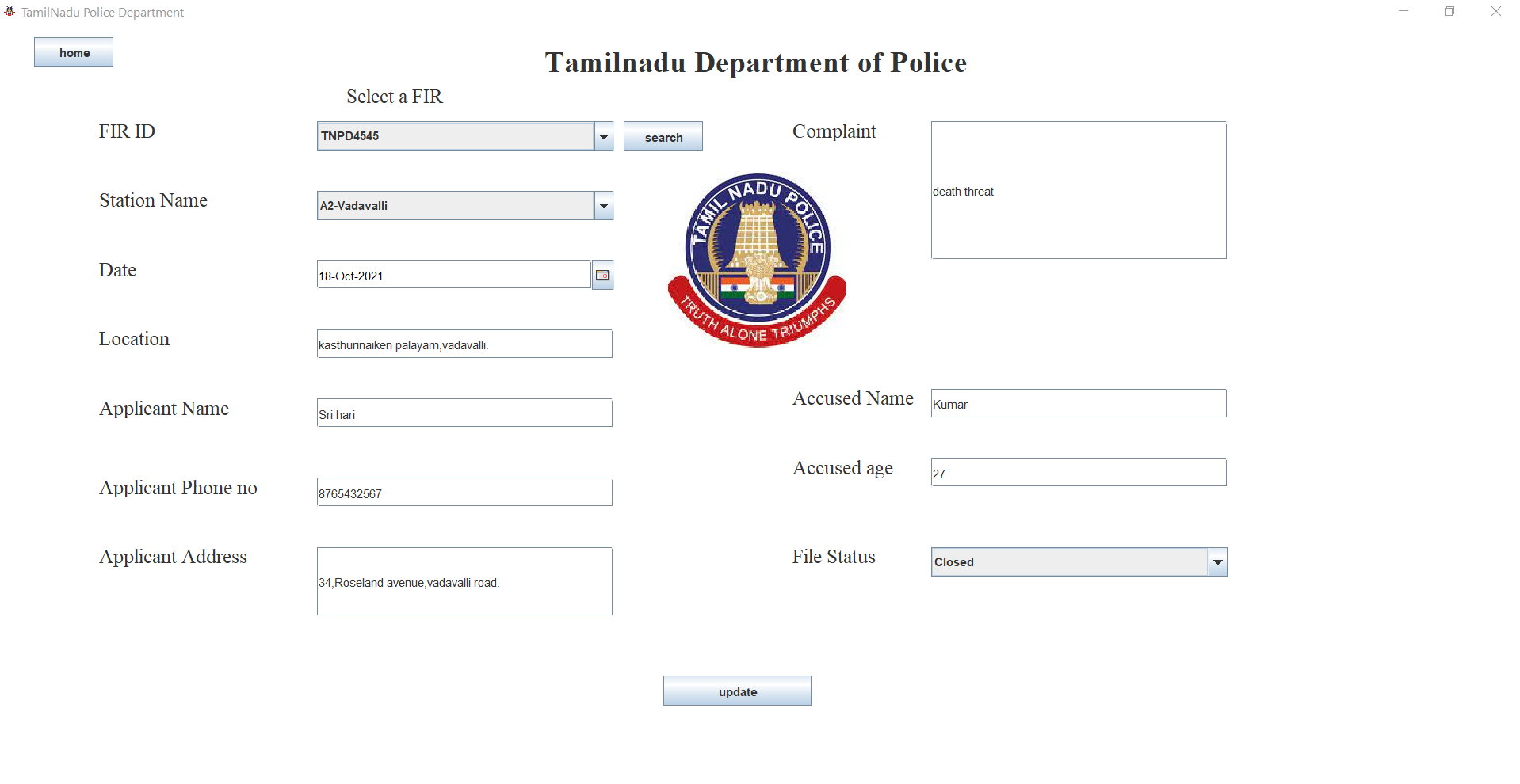GitHub - KishoreMl/Crime-Records-Management-System: Police Crime ...