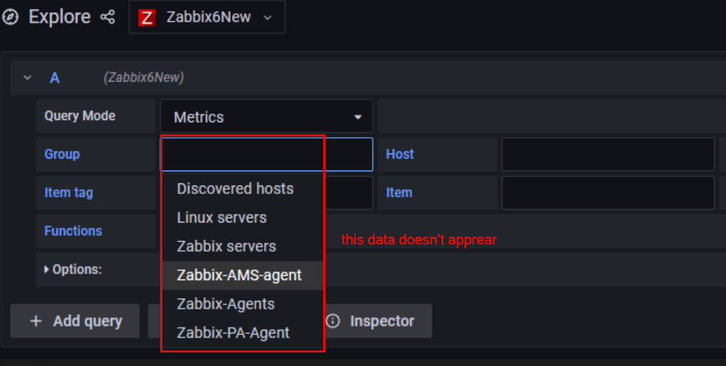 Grafana doesn't display drop-down menu for hosts or groups at Zabbix in Explore · Issue #1462 ...