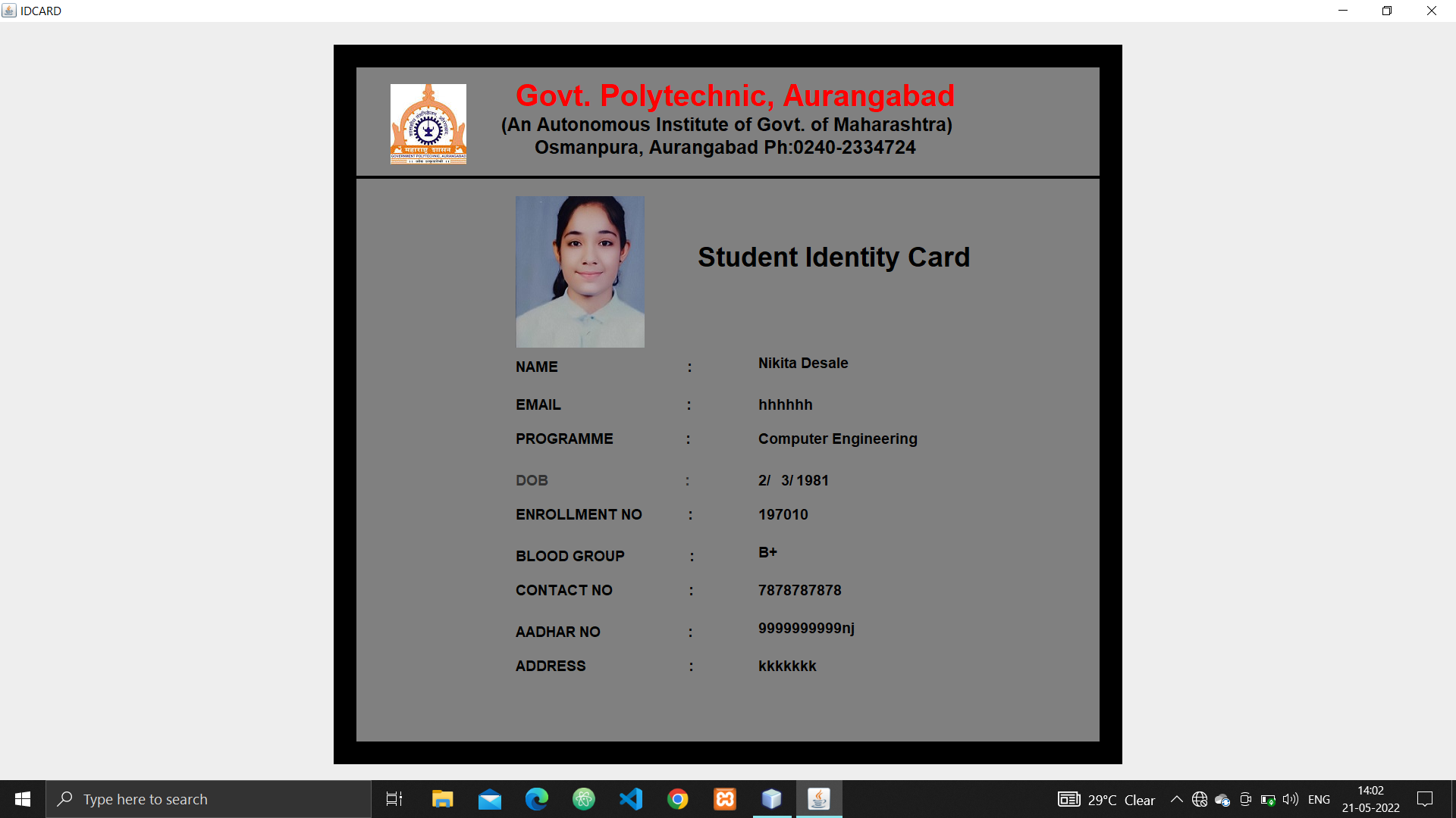 GitHub - NikitaDesale17/IDENTITY_CARD_GENERATOR: created using Swing and AWT frameworks of JAVA