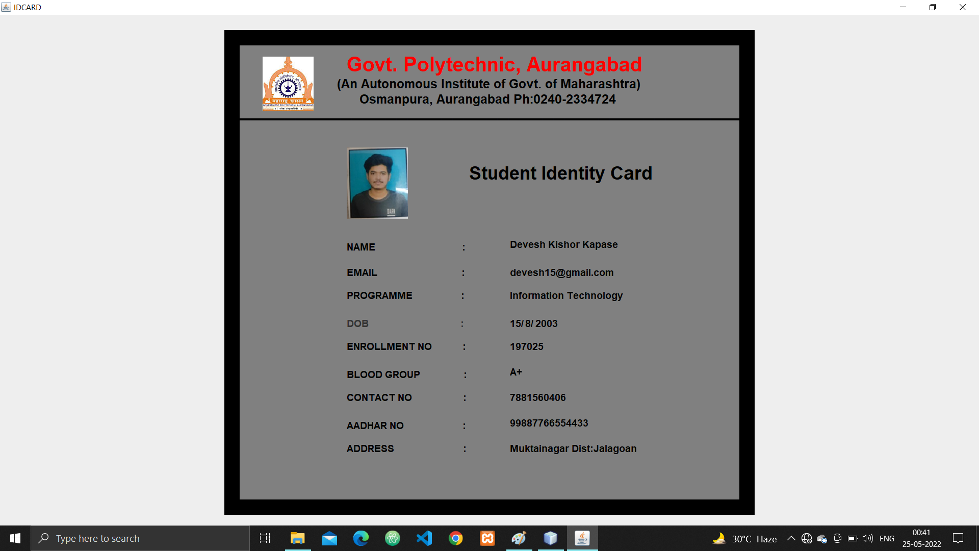 GitHub - NikitaDesale17/IDENTITY_CARD_GENERATOR: created using Swing and AWT frameworks of JAVA