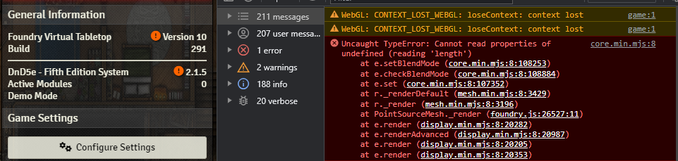 WebGL Context can be lost while setting Dice Scale Values · Issue #2371 · foundryvtt/dnd5e · GitHub