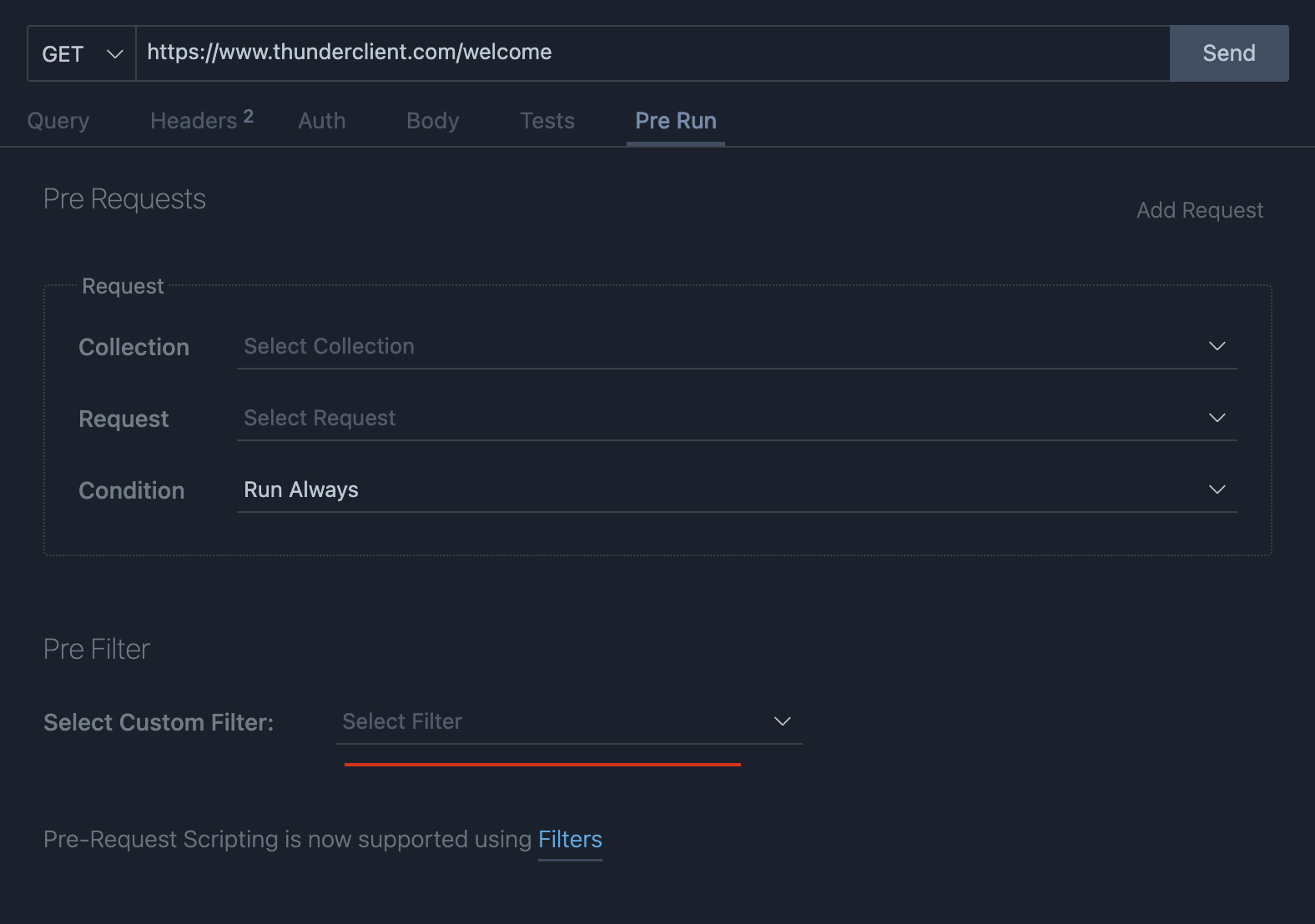 Add support to have full scripting on the Pre Request and Test tabs ...