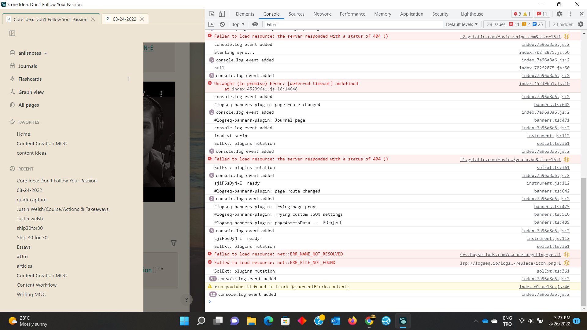 "Warn" error when trying to use the caption command · Issue #5 · briansunter/logseq-get-youtube ...