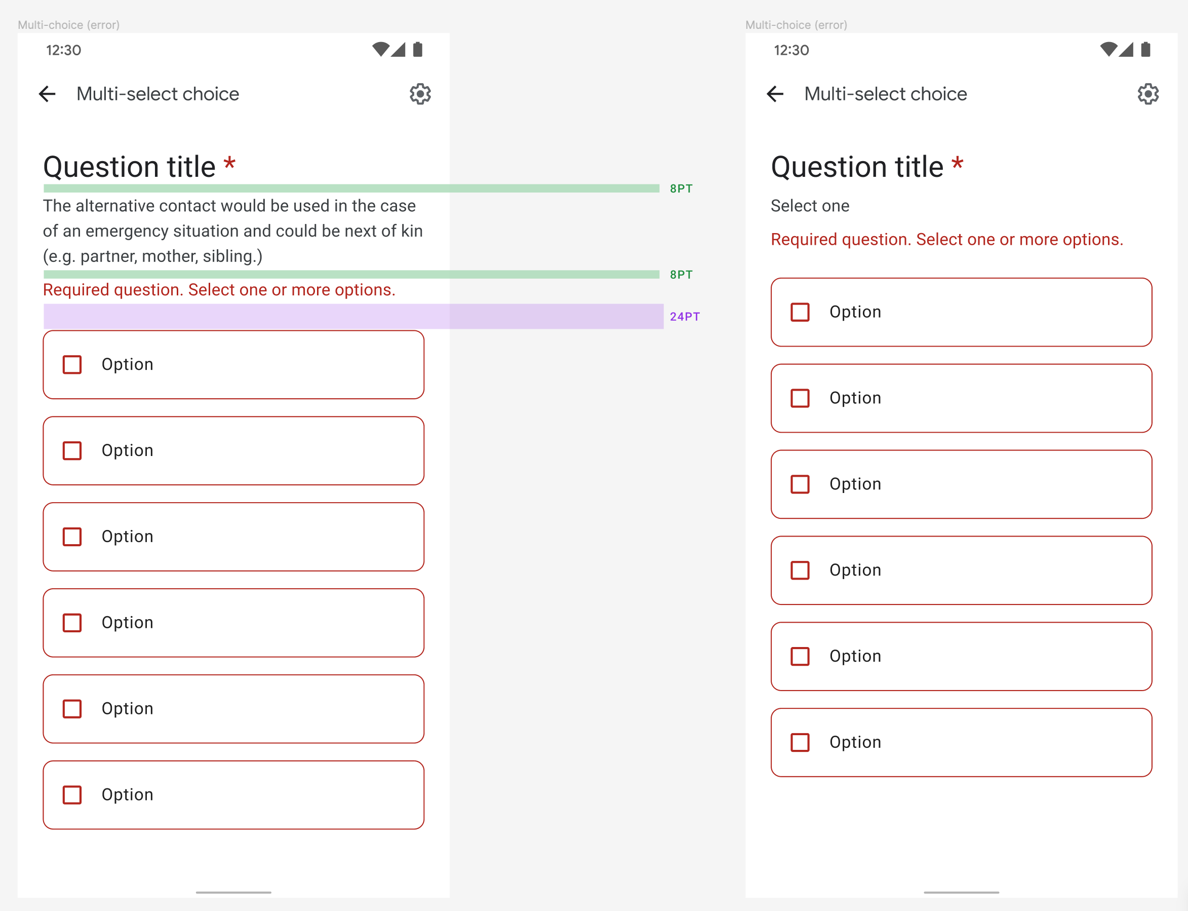 Move error message for boolean/single/multiple choice type widgets to above the choices · Issue ...